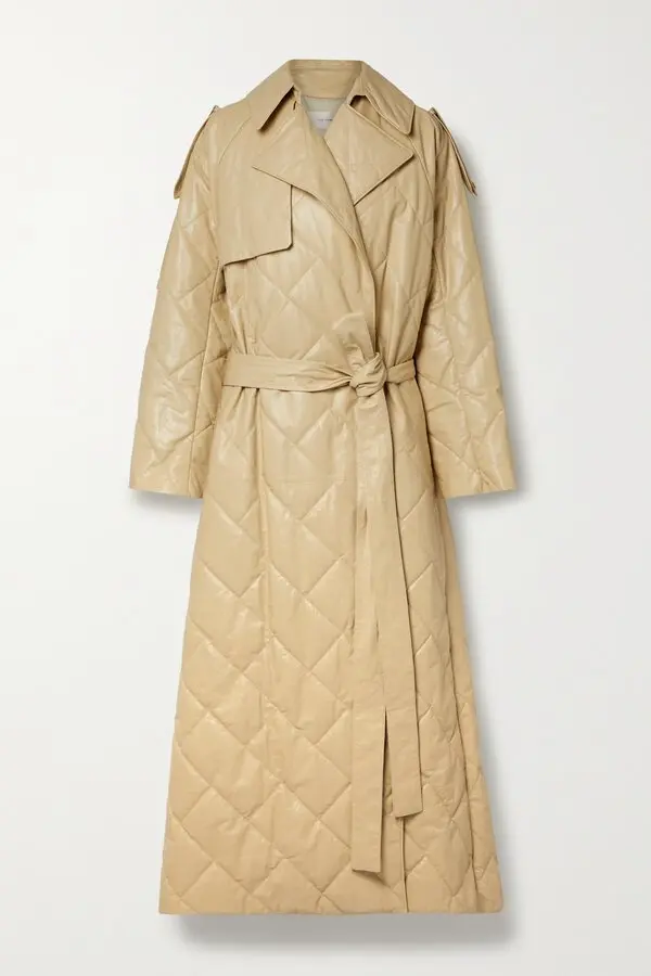 THE ROW Agathon Belted Quilted Leather Coat