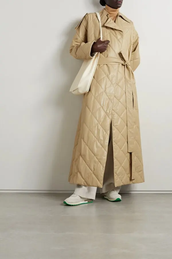 THE ROW Agathon Belted Quilted Leather Coat