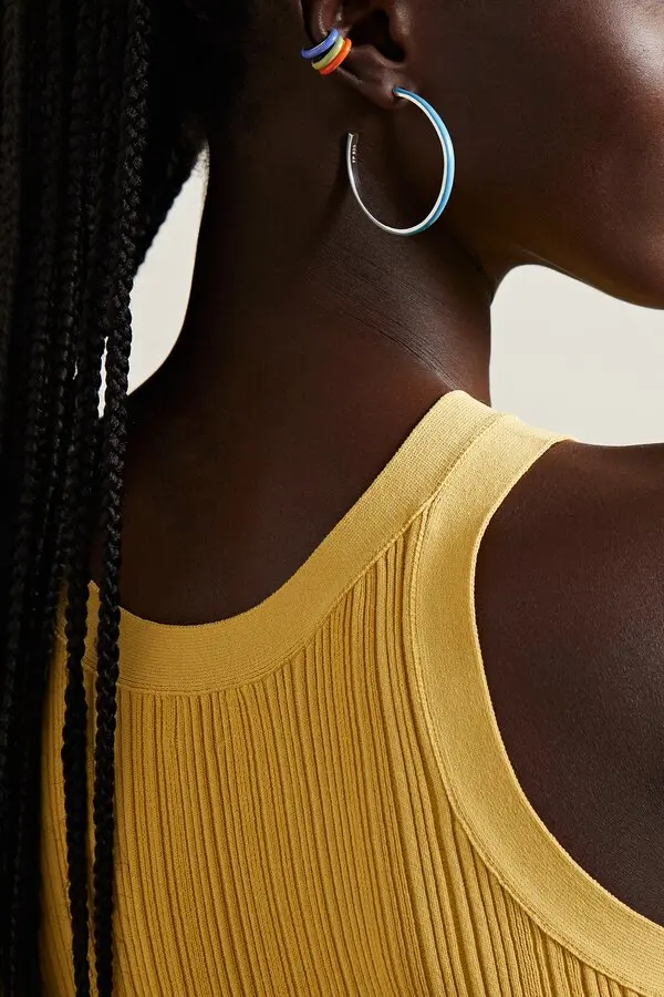 Fry Powers Silver And Enamel Hoop Earrings