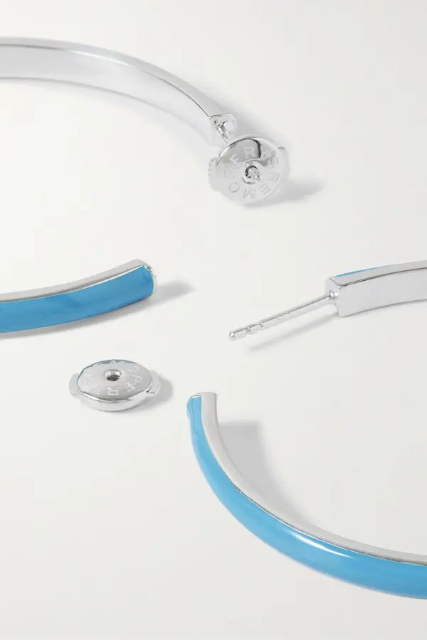 Fry Powers Silver And Enamel Hoop Earrings