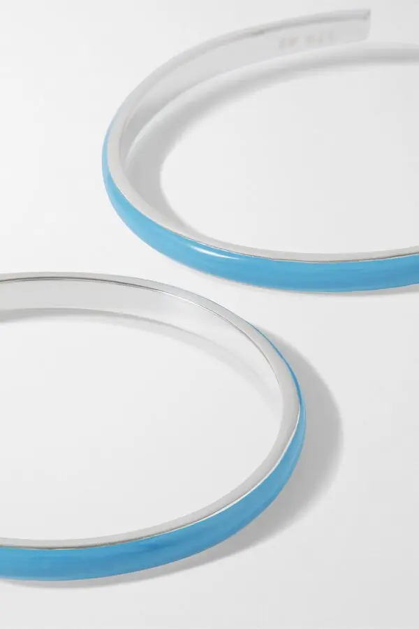 Fry Powers Silver And Enamel Hoop Earrings
