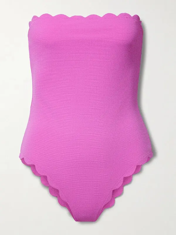 Marysia Net Sustain Chesapeake Strapless Seersucker Swimsuit - Pink