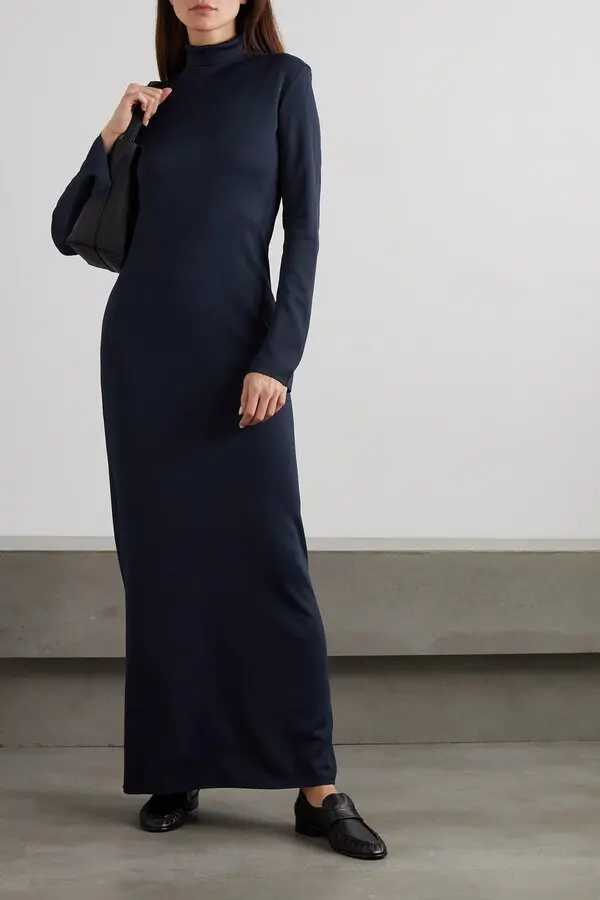 THE ROW Alicho Jersey Turtleneck Maxi Dress