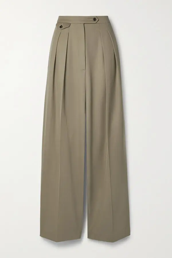 THE ROW Marcellita Pleated Wool-twill Wide-leg Pants