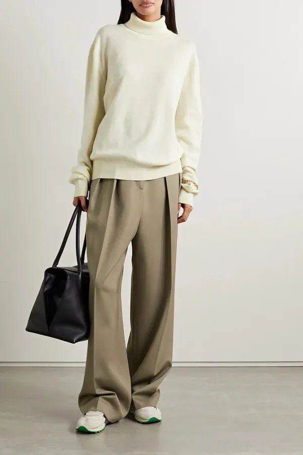 THE ROW Marcellita Pleated Wool-twill Wide-leg Pants