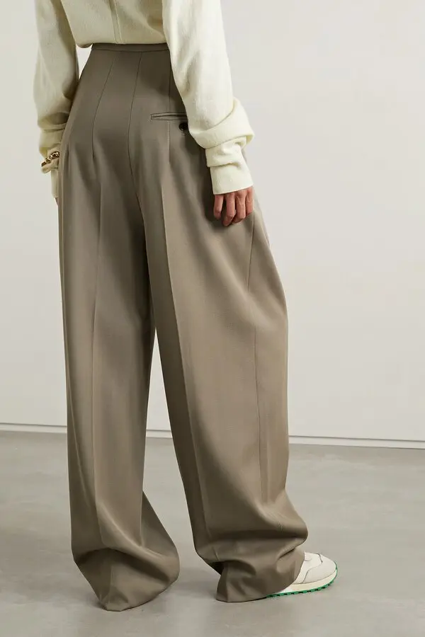 THE ROW Marcellita Pleated Wool-twill Wide-leg Pants