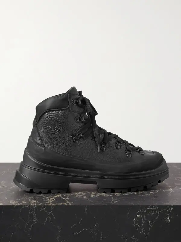 Canada Goose Journey Shell-trimmed Textured-leather Ankle Boots