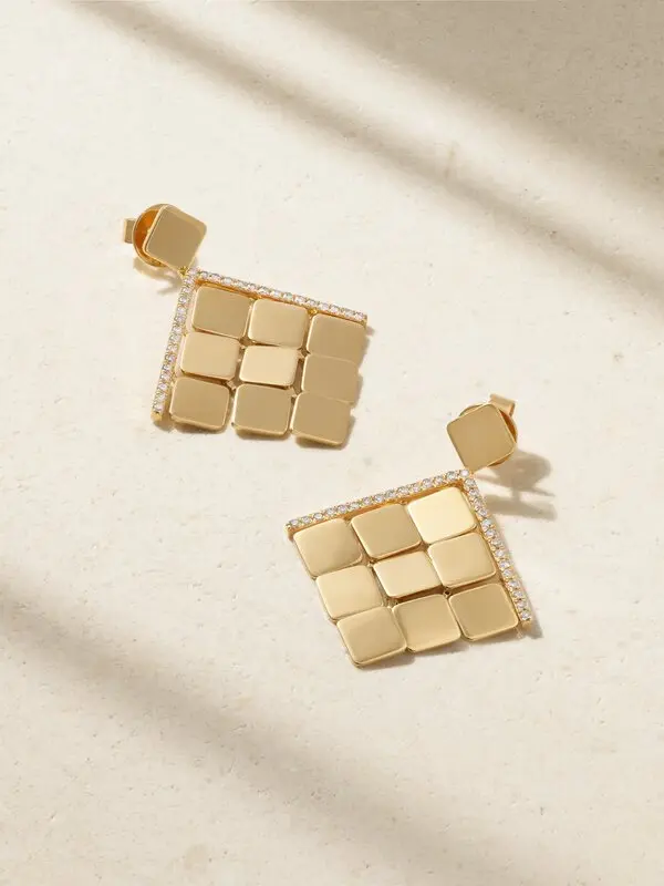 Ileana Makri Tile 18-karat Diamond Earrings - Gold