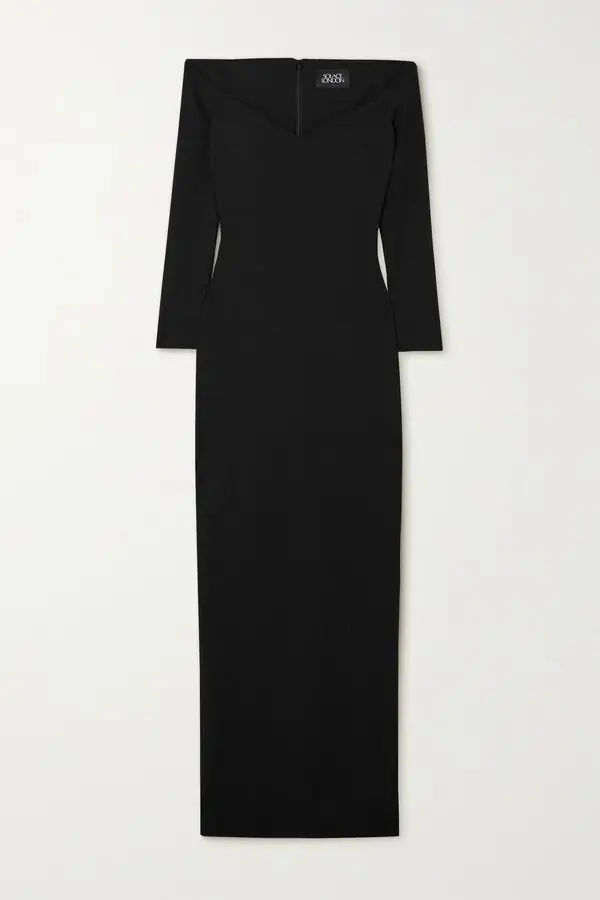 Solace London Tara Off-the-shoulder Stretch-crepe Gown - Black