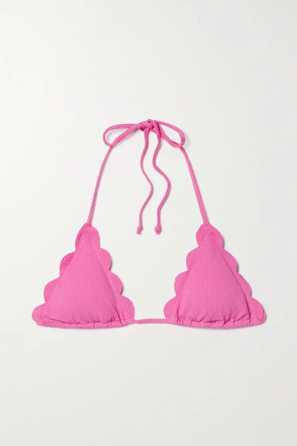 Marysia Broadway Seersucker Triangle Bikini Top - Pink