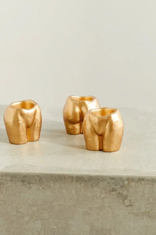 Anissa Kermiche Rock Bottom Set Of Three Ceramic Tea Light Holders - Neutrals