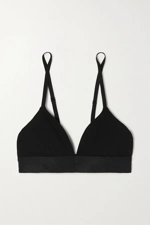 CDLP Net Sustain Stretch-tencel Lyocell Soft-cup Triangle Bra - Black