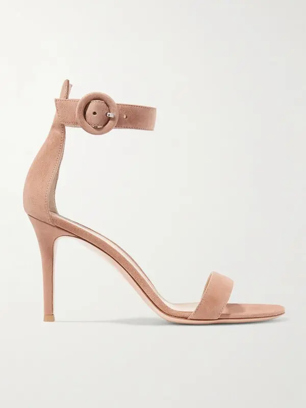 GIANVITO ROSSI Portofino 85 Suede Sandals - Neutrals
