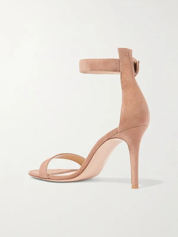 GIANVITO ROSSI Portofino 85 Suede Sandals - Neutrals