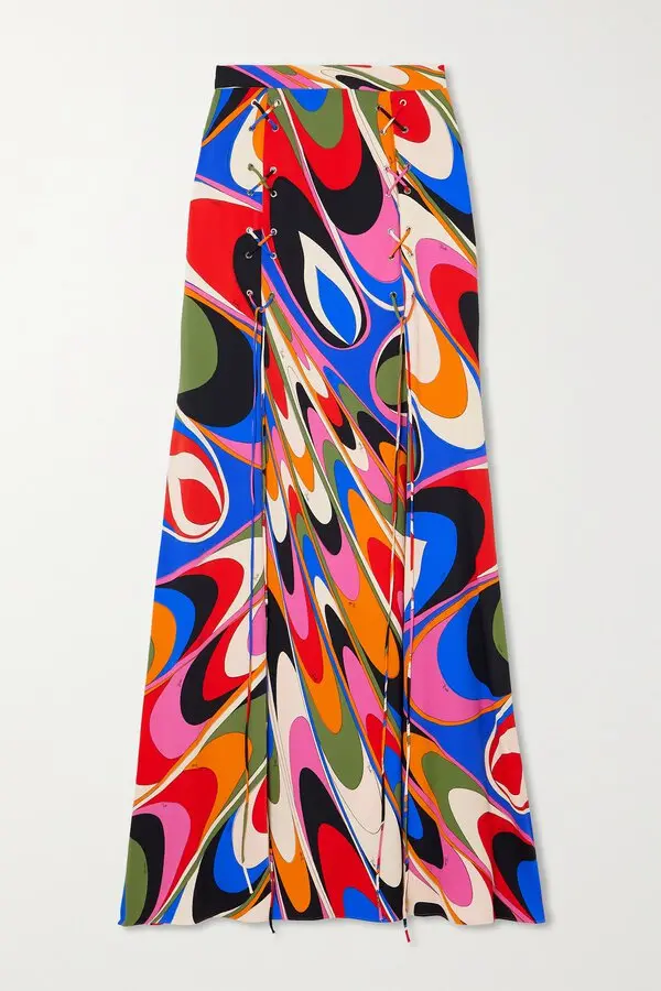 Emilio Pucci Printed Crepe Maxi Skirt - Red
