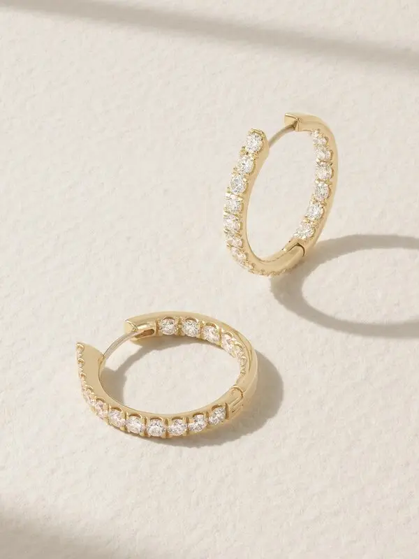Melissa Kaye Clara Medium 18-karat Diamond Hoop Earrings - Gold