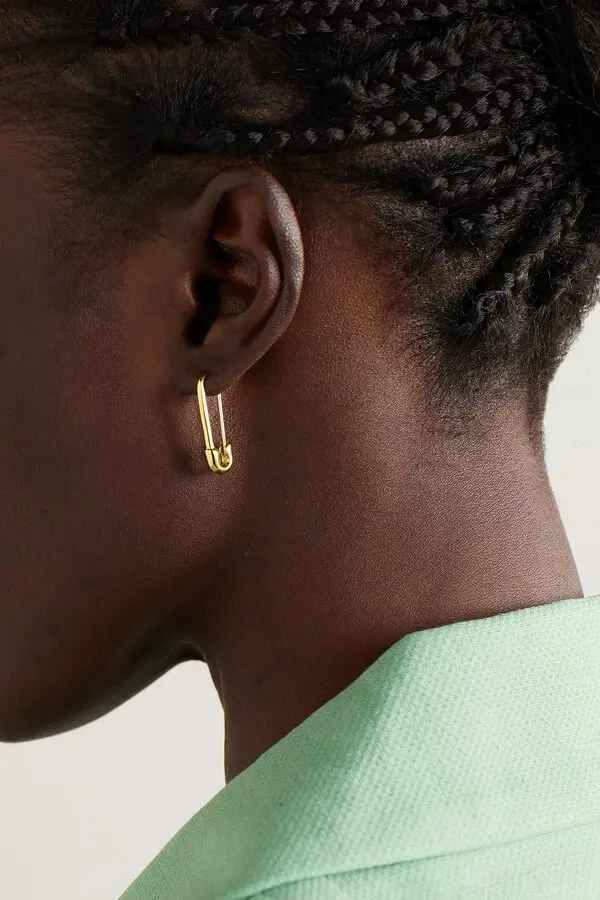 ANITA KO Safety Pin 18-karat Single Earring - Gold