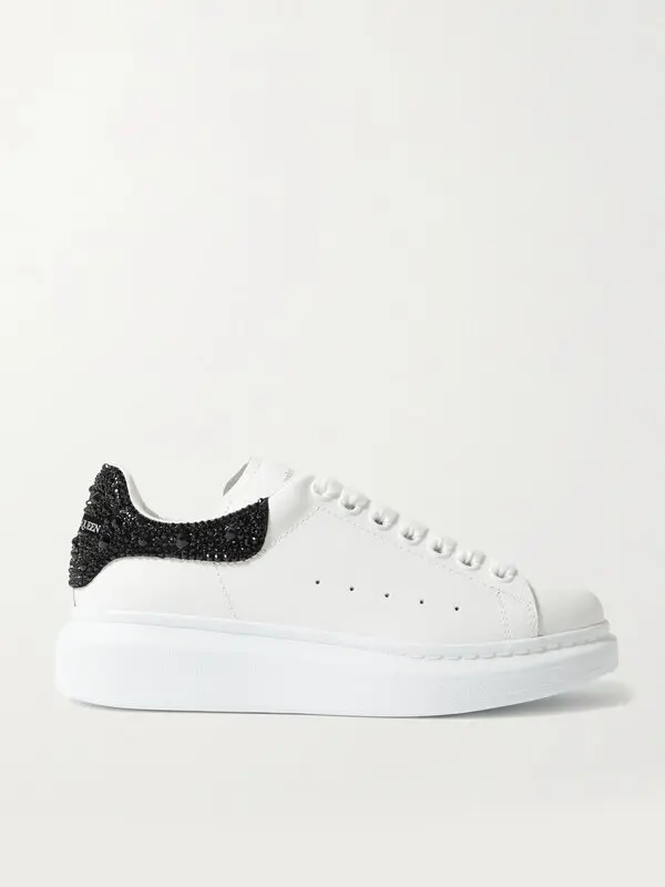 Alexander McQueen Crystal-embellished Leather Exaggerated-sole Sneakers