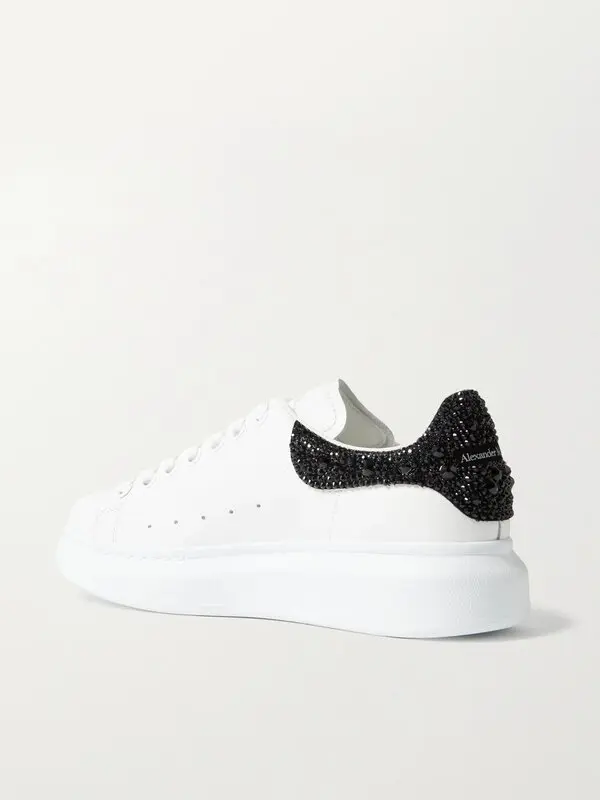 Alexander McQueen Crystal-embellished Leather Exaggerated-sole Sneakers