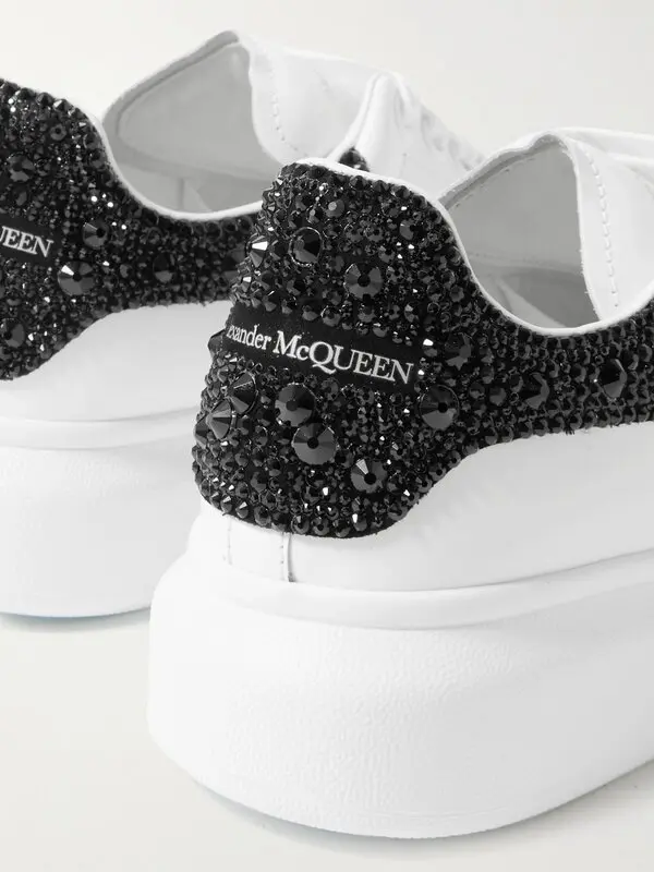 Alexander McQueen Crystal-embellished Leather Exaggerated-sole Sneakers