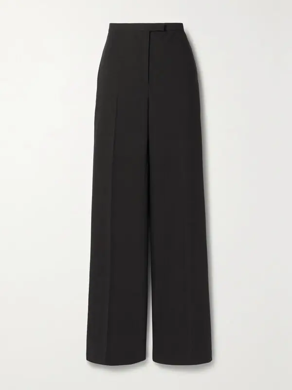 THE ROW Elia Wool And Silk-blend Piqué Straight-leg Pants