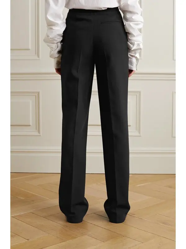 THE ROW Elia Wool And Silk-blend Piqué Straight-leg Pants