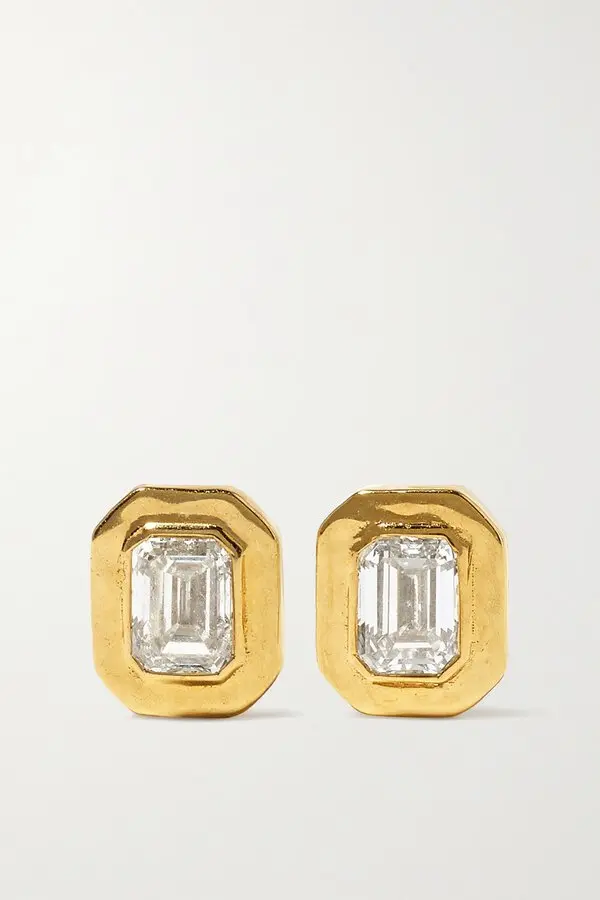 OCTAVIA ELIZABETH Net Sustain Nesting Gem 18-karat Recycled Diamond Stud Earrings - Gold