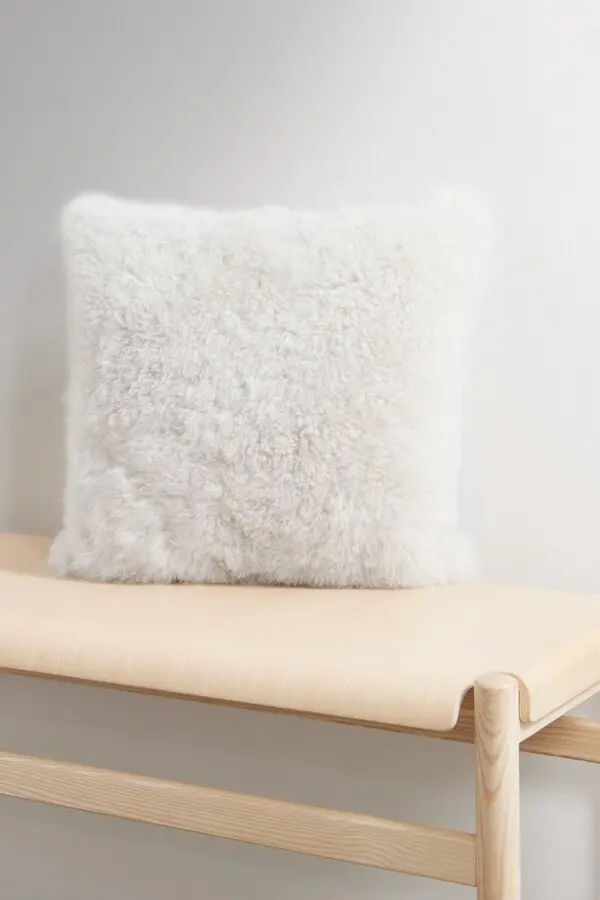 Brunello Cucinelli Shearling And Leather Cushion - White