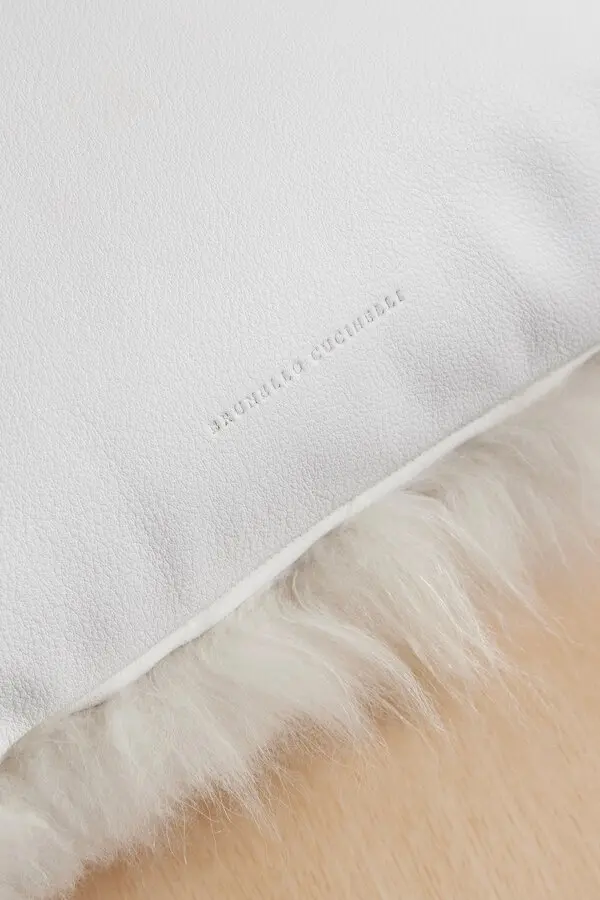 Brunello Cucinelli Shearling And Leather Cushion