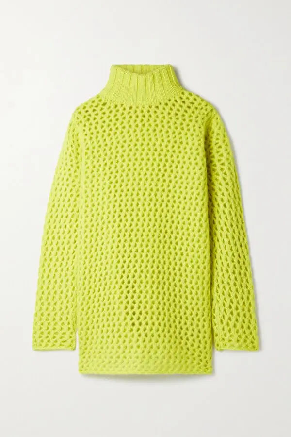 THE ELDER STATESMAN Open-knit Cashmere Turtleneck Sweater