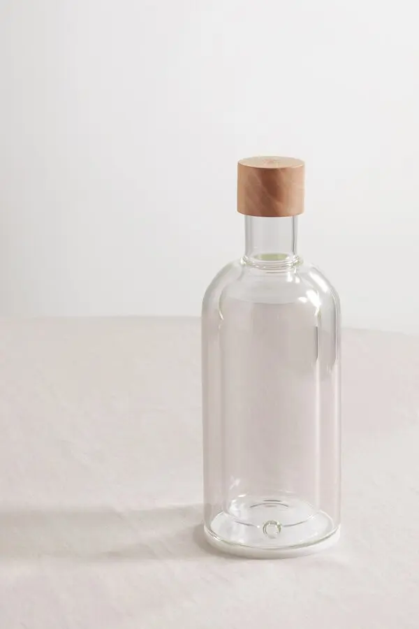 Brunello Cucinelli Glass And Walnut Wood Bottle - Neutrals