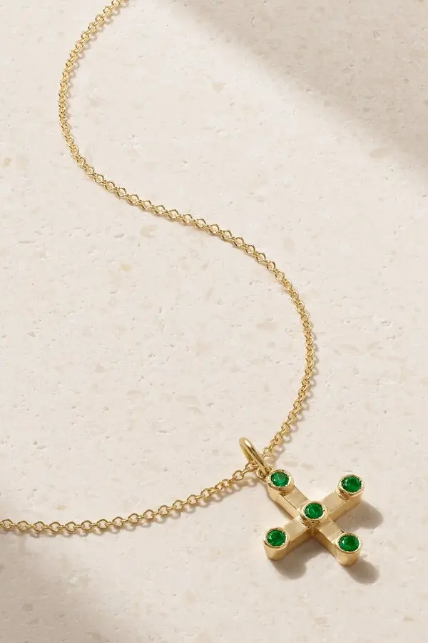 Ileana Makri Stepping Stone 18-karat Emerald Cross Necklace - Gold