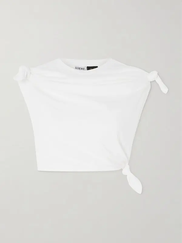 Loewe Cropped Knotted T-shirt - White
