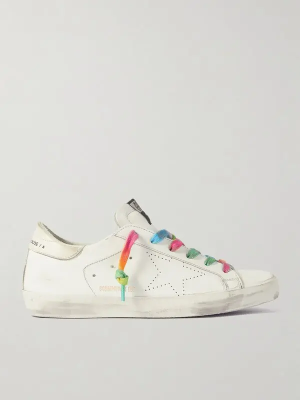 GOLDEN GOOSE Superstar Perforated Distressed Leather Sneakers - White