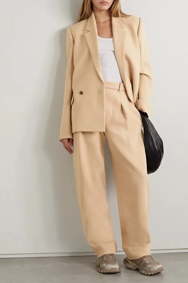Wardrobe.NYC Hailey Bieber Pleated Wool Wide-leg Trousers