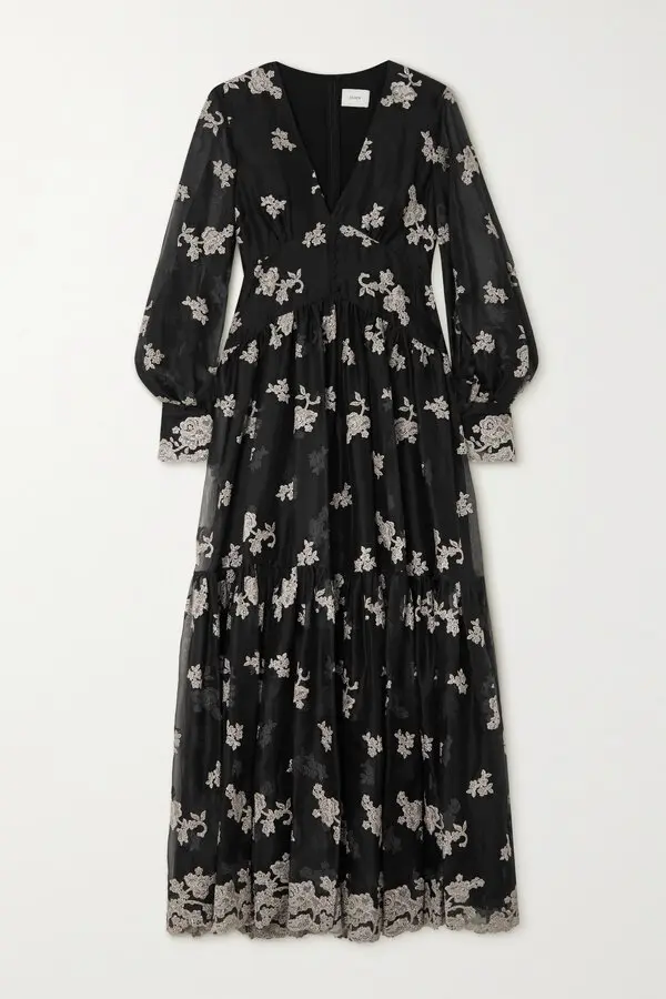 Erdem Tabetha Embroidered Silk-organza Maxi Dress