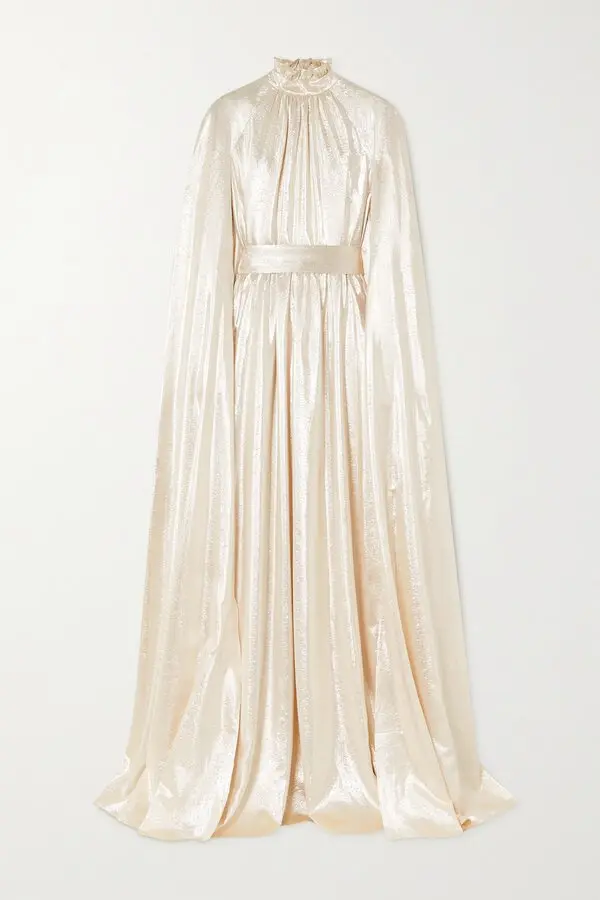 Erdem Macie Cape-effect Belted Gown
