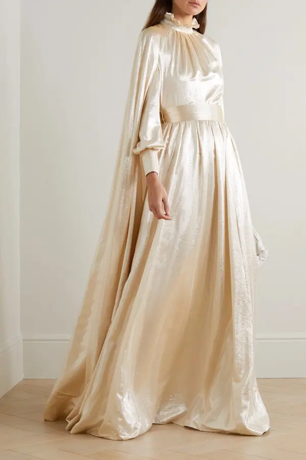 Erdem Macie Cape-effect Belted Gown