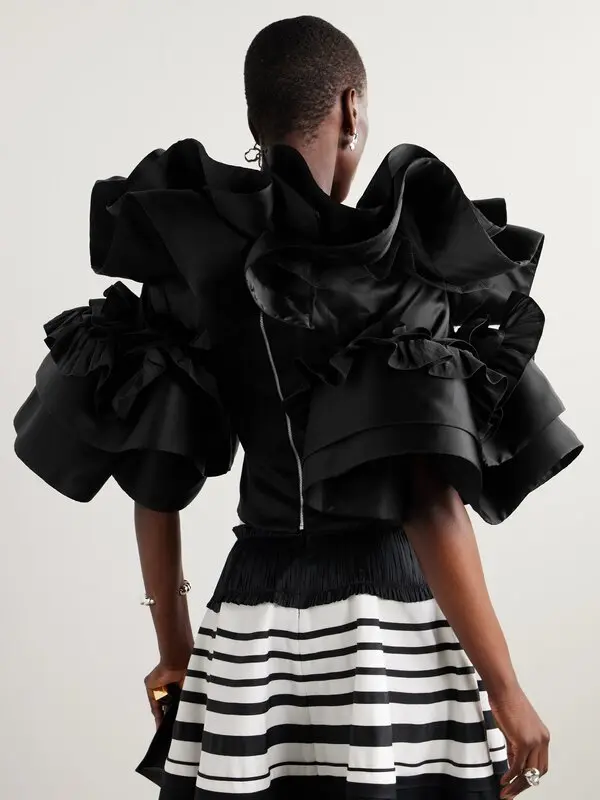 Christopher John Rogers Ruffled Silk-taffeta Top