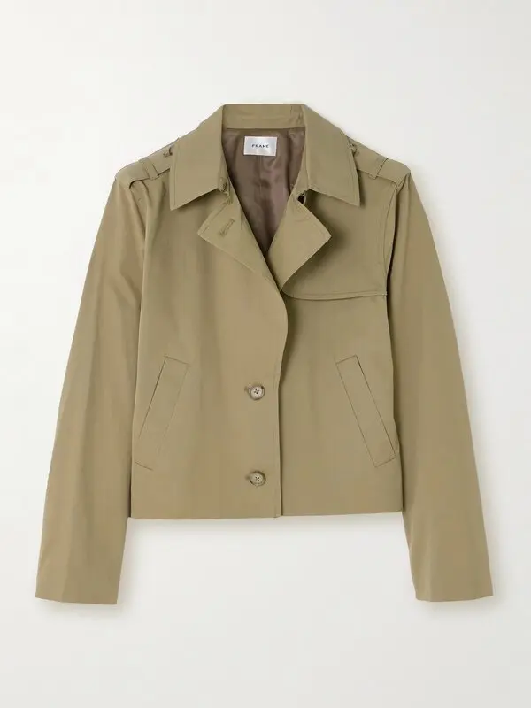FRAME Cropped Cotton-gabardine Jacket