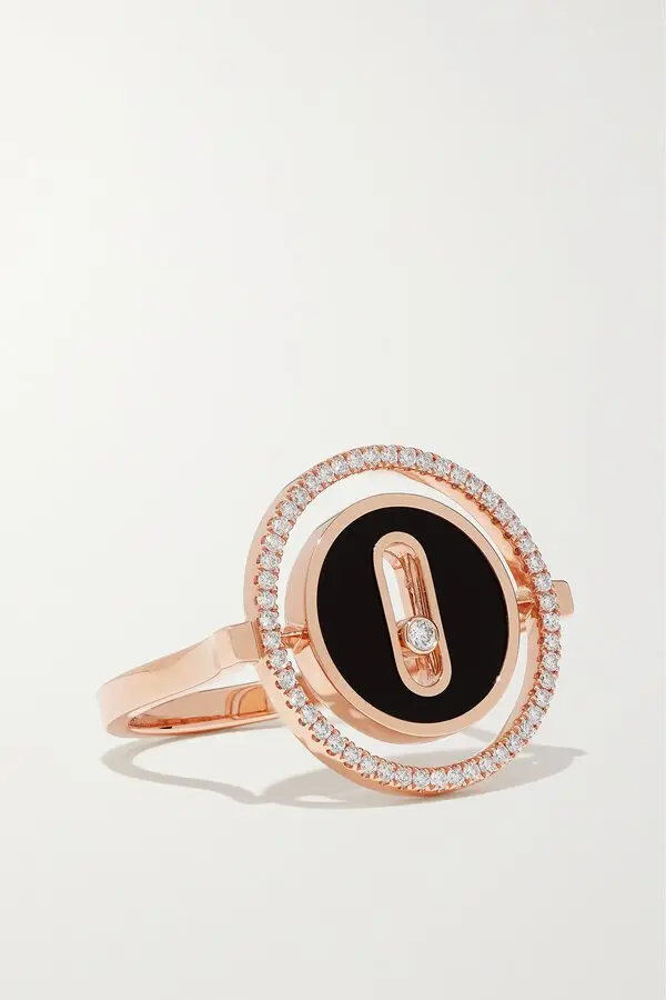 Messika Lucky Move 18-karat Rose Onyx And Diamond Ring - Gold