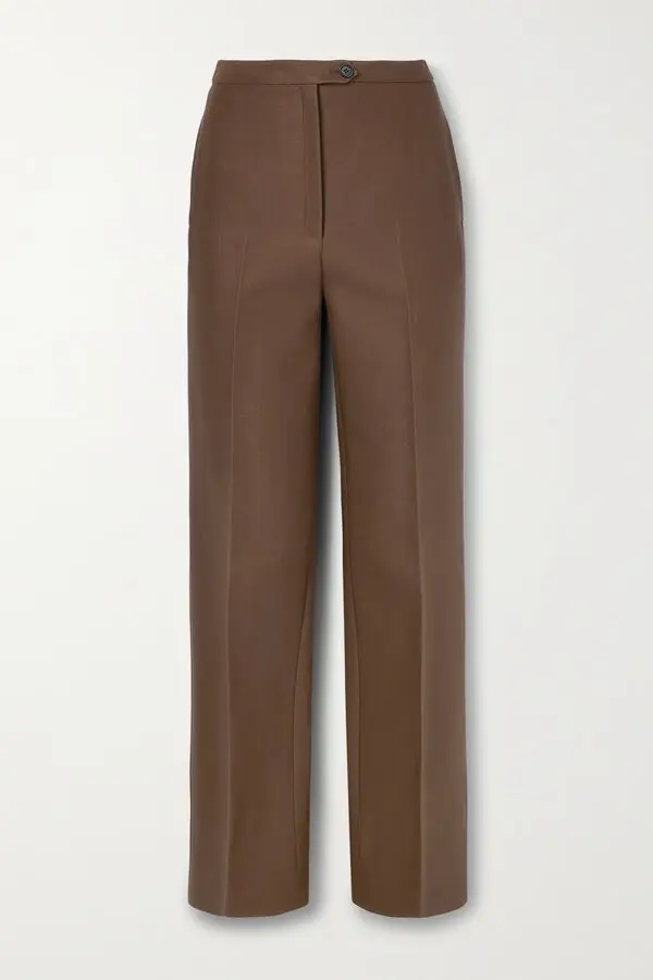 THE ROW Elia Wool And Silk-blend Twill Straight-leg Trousers