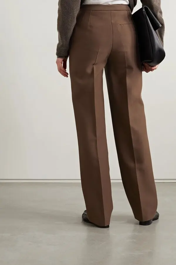 THE ROW Elia Wool And Silk-blend Twill Straight-leg Trousers