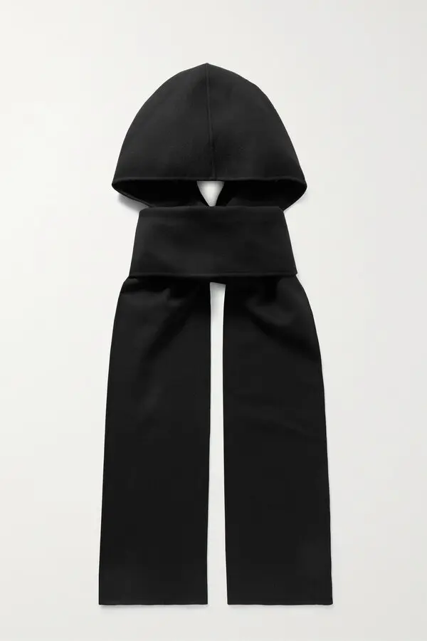THE ROW Gordie Hooded Brushed-cashmere Scarf - Black