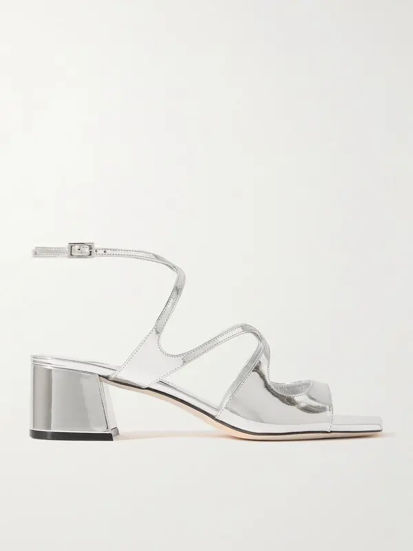 JIMMY CHOO Azila 45 Metallic Leather Sandals - Silver