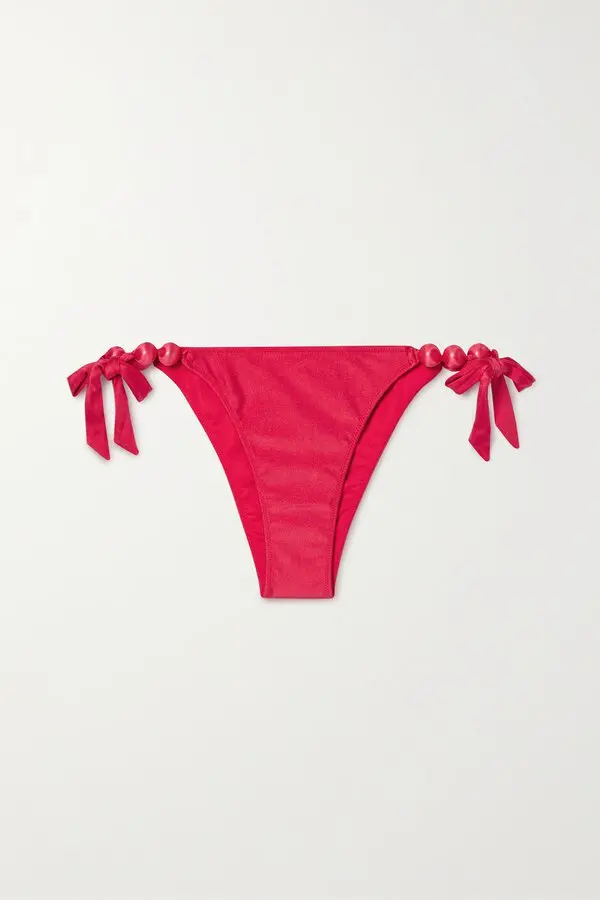 Cult Gaia Euphrasia Embellished Bikini Briefs - Red