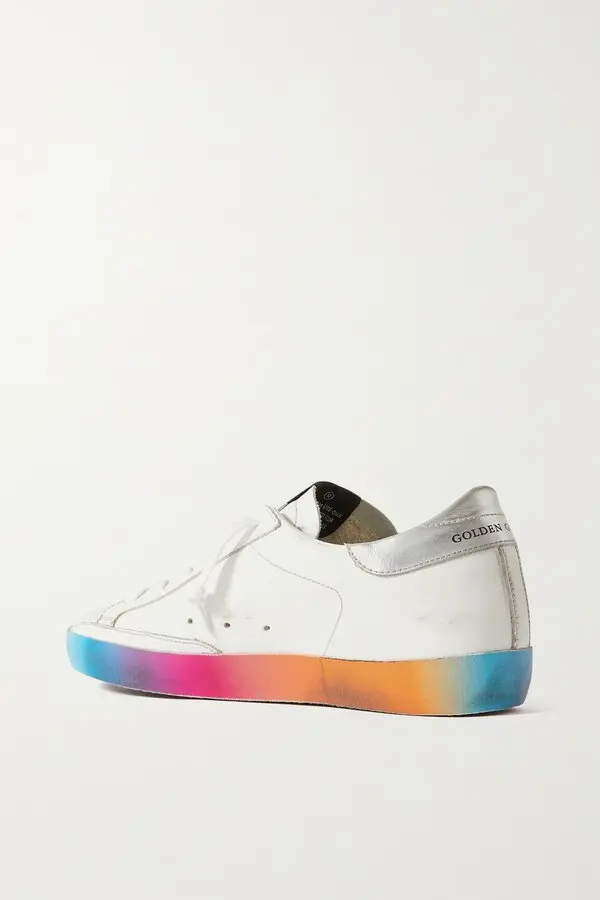 GOLDEN GOOSE Superstar Distressed Perforated Leather Sneakers - White