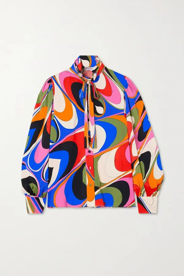 Emilio Pucci Pussy-bow Printed Blouse