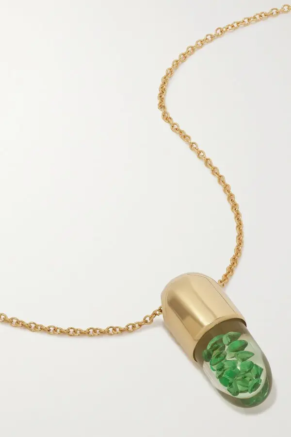 Robinson Pelham Mini Elixir Of Health 14-karat Tsavorite Pendant Necklace - Gold