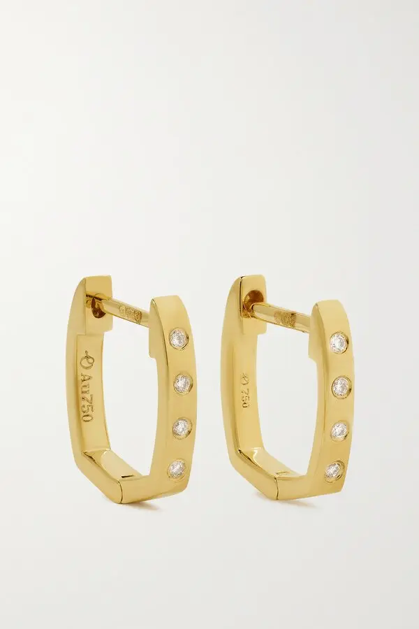 OCTAVIA ELIZABETH Net Sustain Ivy 18-karat Recycled Diamond Hoop Earrings - Gold